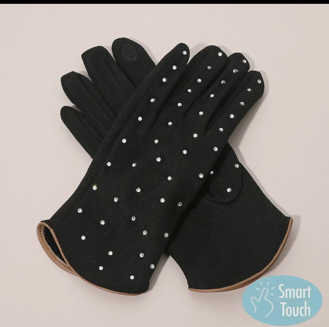 Rhinestone Embellished Smart Touch Winter Gloves – Mintha's Shoe Boutique